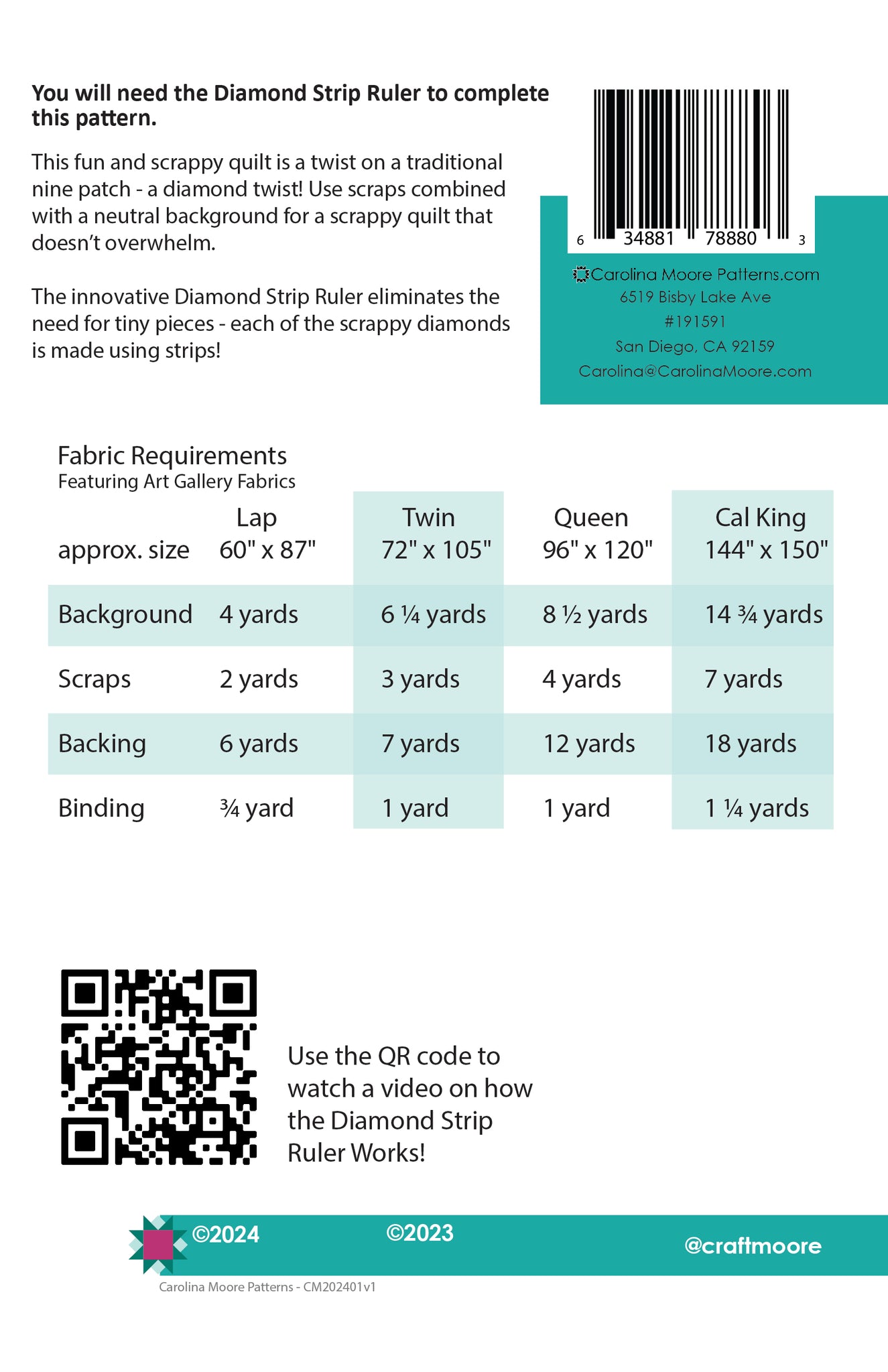 Diamond Nine Patch - Digital Download – Carolina Moore