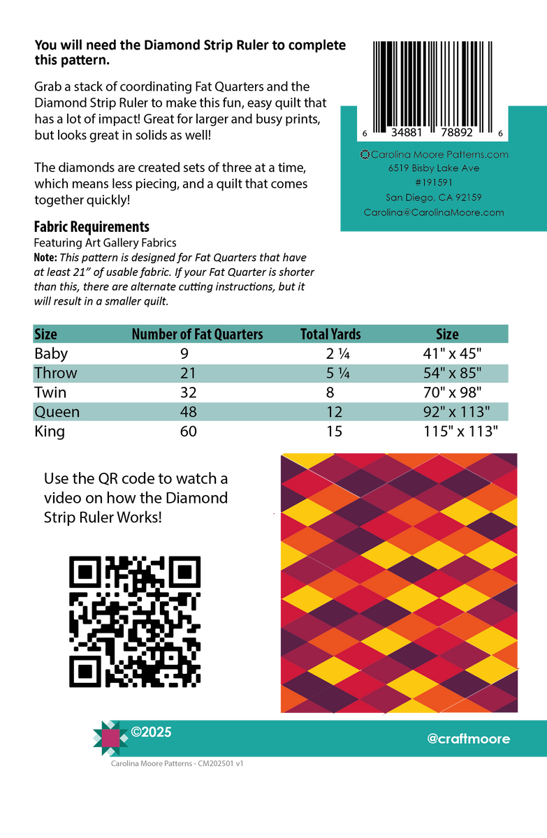 Fat Quarter Diamonds - Digital Download – Carolina Moore