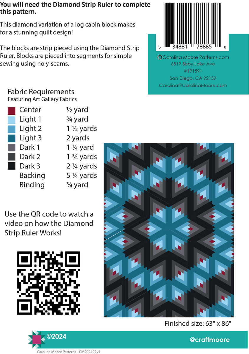 Diamond Medallion Quilt Pattern - Printed – Carolina Moore